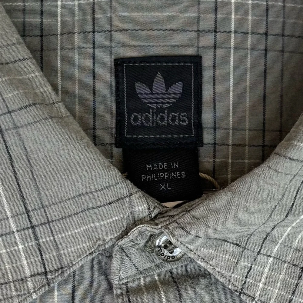 adidas | Shirts | Adidas Superstar Mens Shirt L Gray Black White Plaid ...